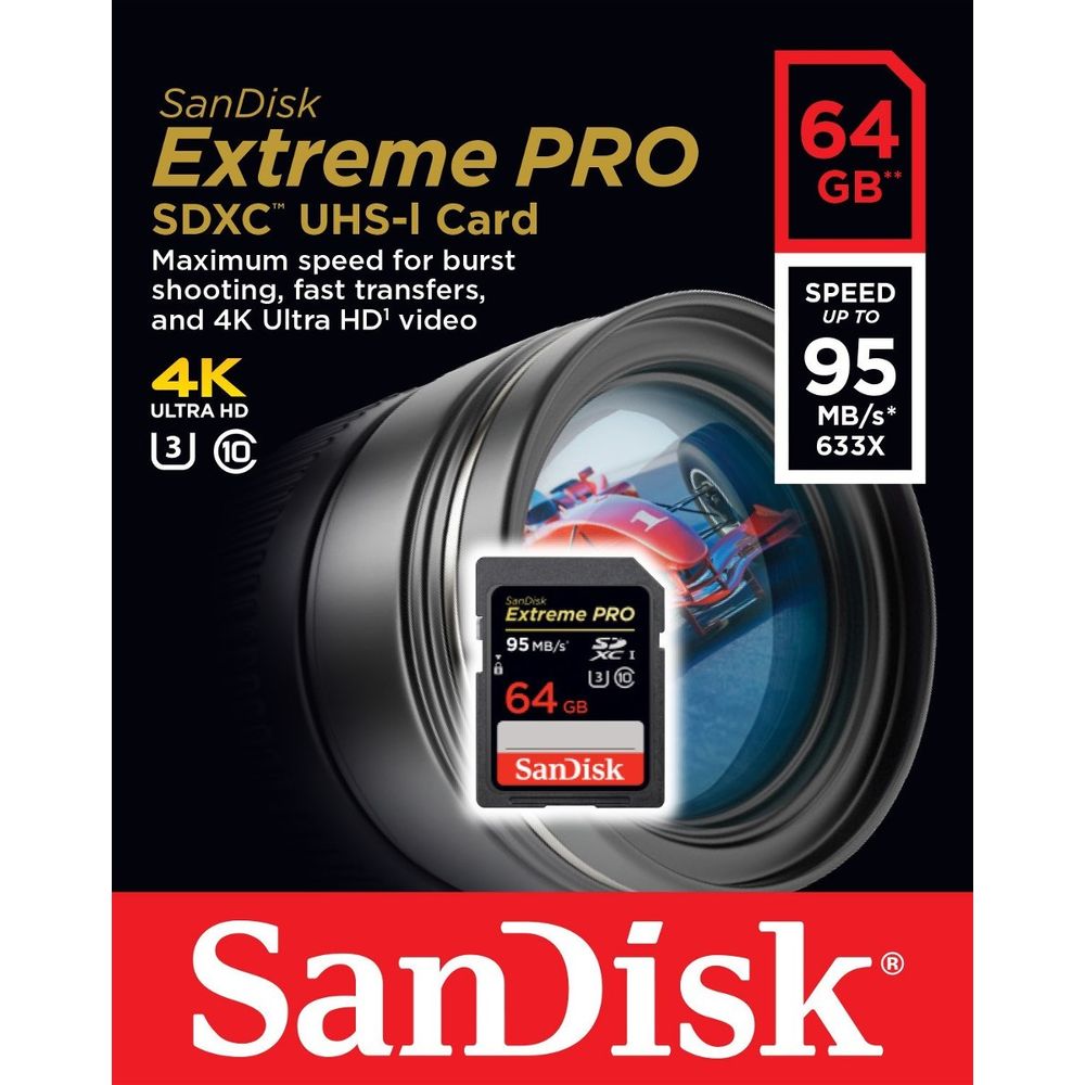 Cartão SDXC 64Gb SanDisk Extreme Pro 95MB/s - WorldView