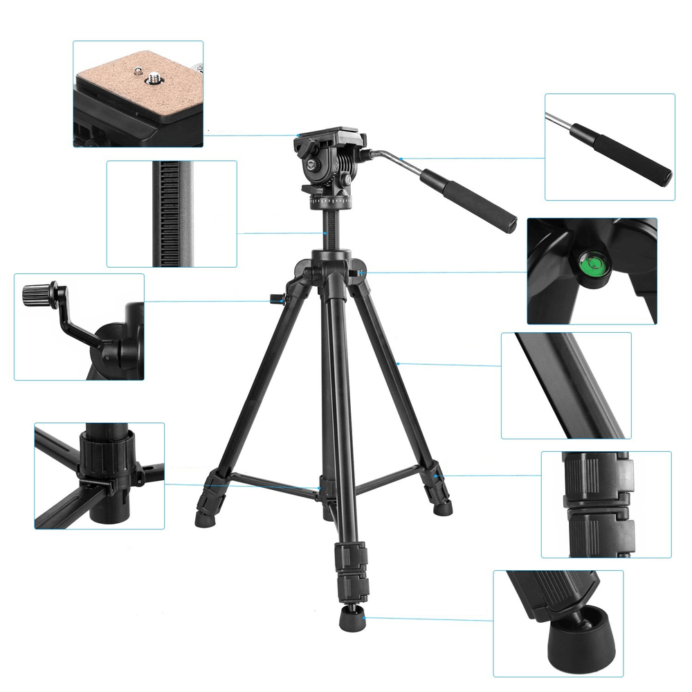 Tripé Profissional Vt-1500 e Cabeça Semi Hidráulica - eMania Foto e Video