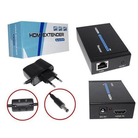 Extensor HDMI 60 Metros Rj45 Rede Cat5 Cat6 - eMania Foto e Video