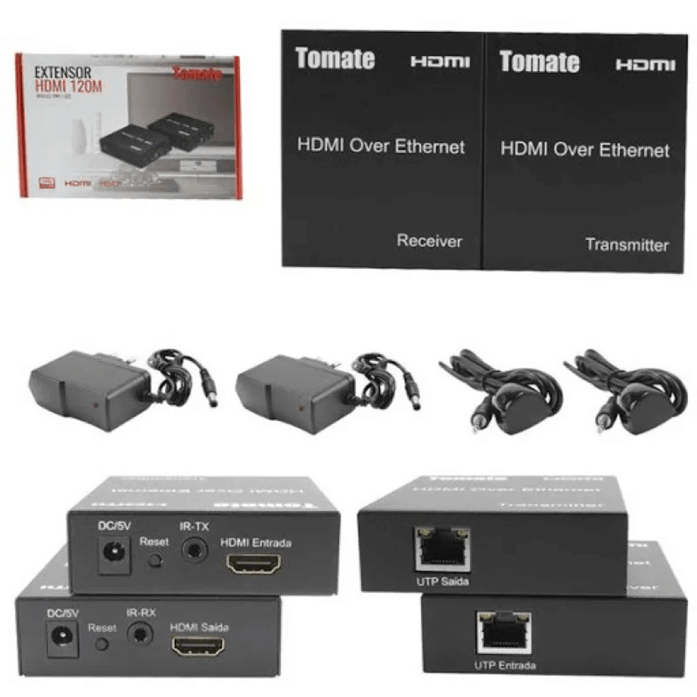 Extensor HDMI 120Metros Rj45 Rede Cat5 Cat6 Full HD - eMania Foto e Video