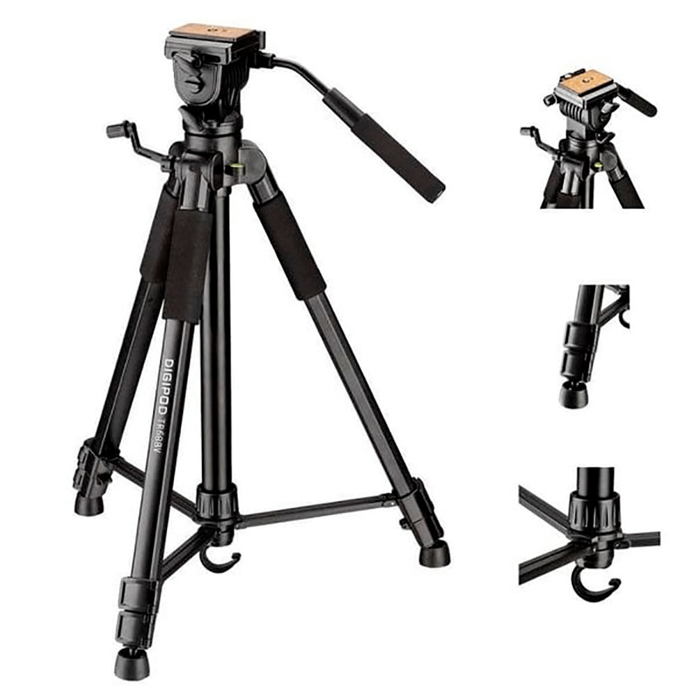 Tripé Digipod TR-688V com Cabeça Semi Hidráulica - eMania Foto e Video