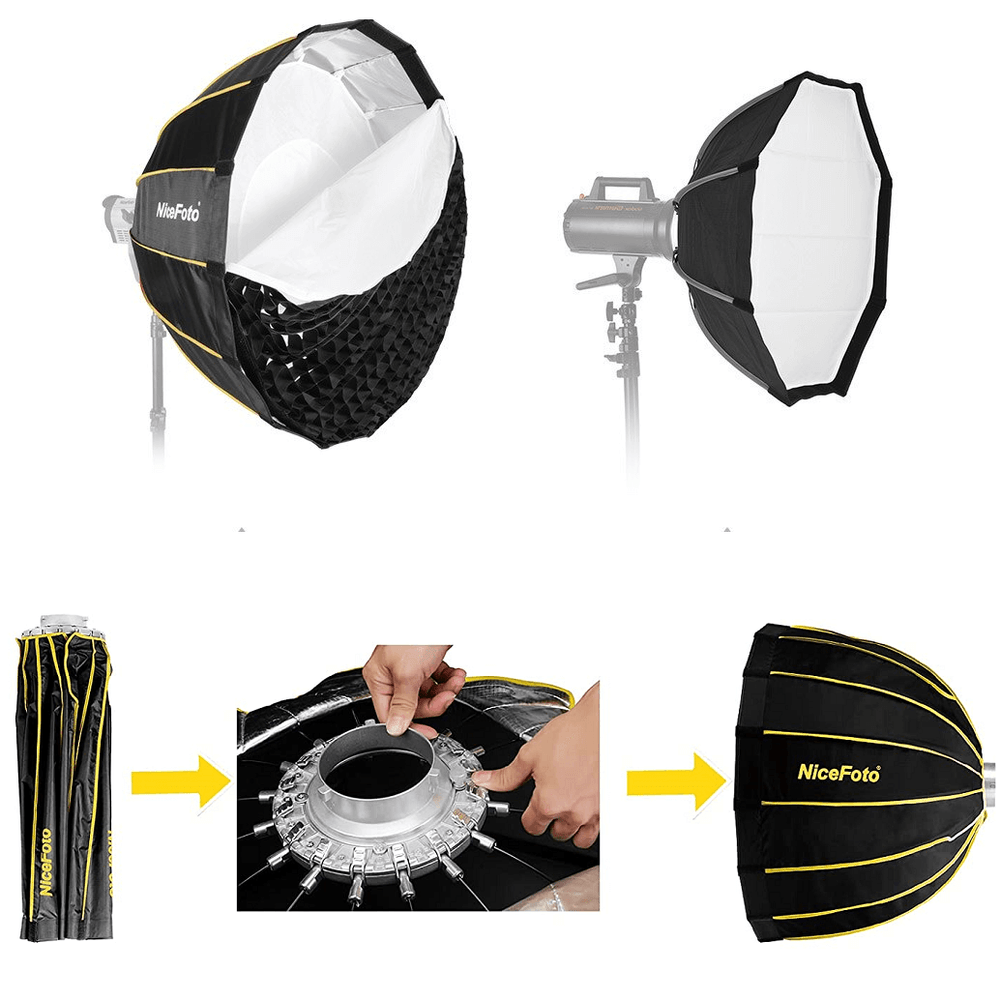 Softbox Octagonal NiceFoto 60cm com Grade - eMania Foto e Video