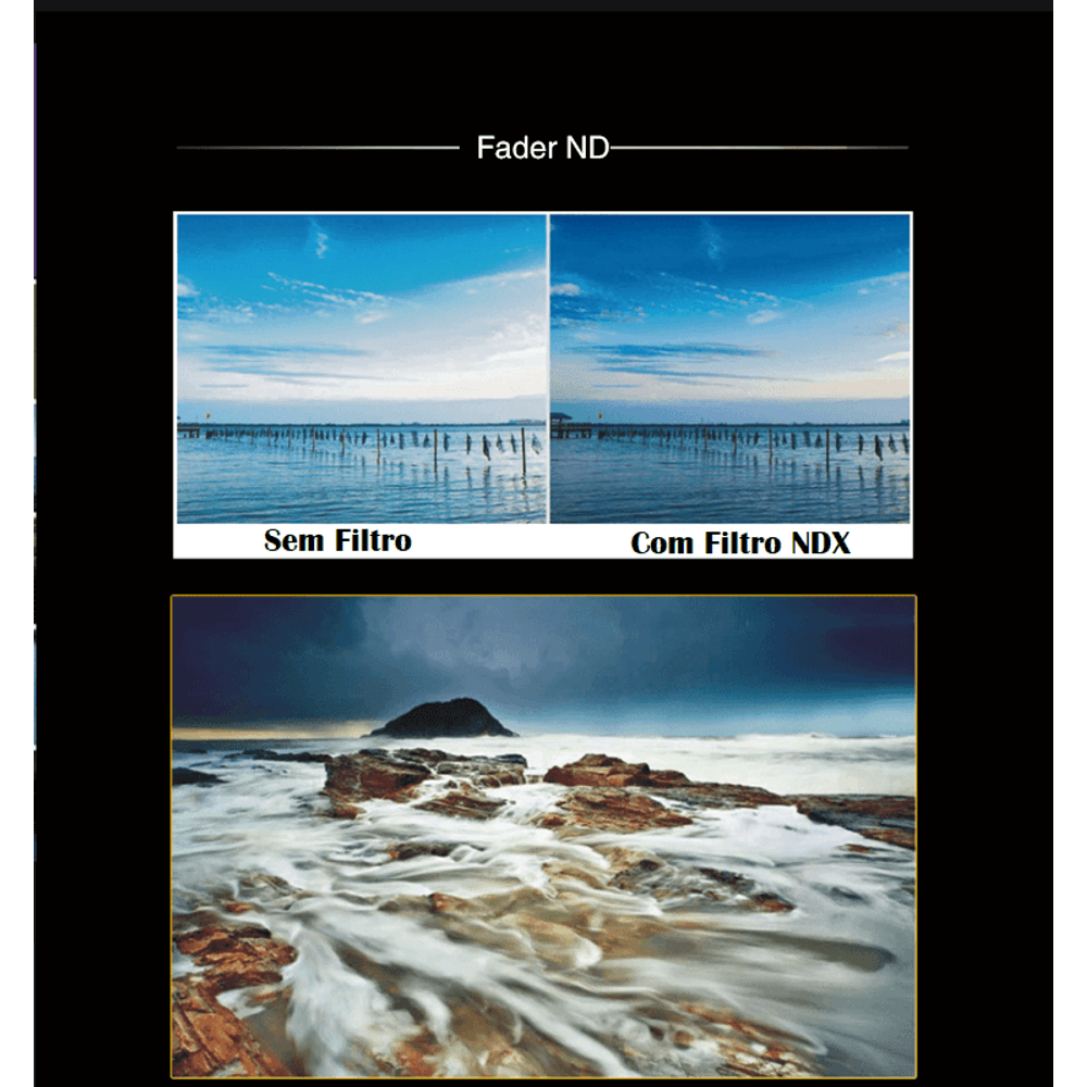Filtro NDX 52mm Densidade ND2 a ND400 - eMania Foto e Video
