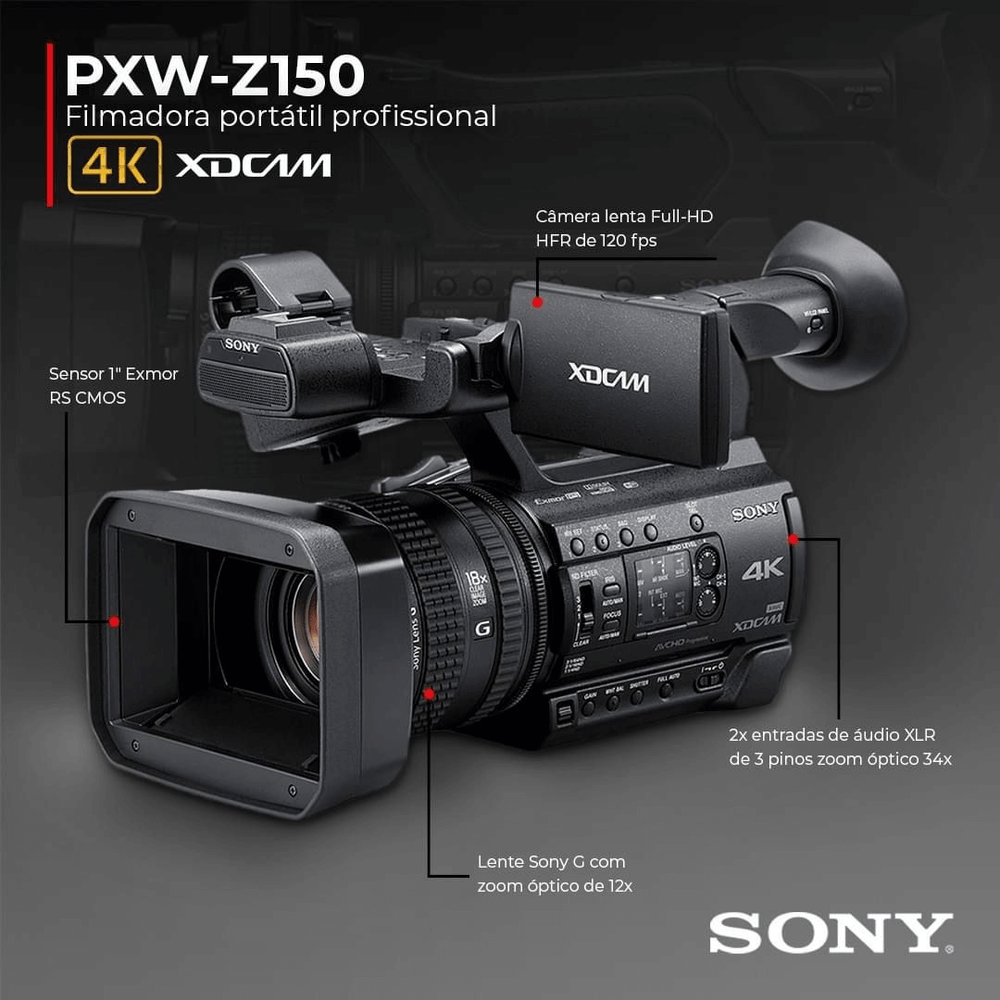 Filmadora Sony PXW-Z150 4K XDCAM - eMania Foto e Video
