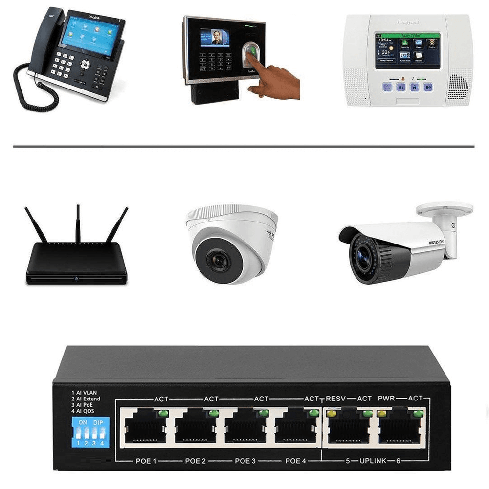 Switch PoE AI106 6 Portas 100Mbps - WorldView