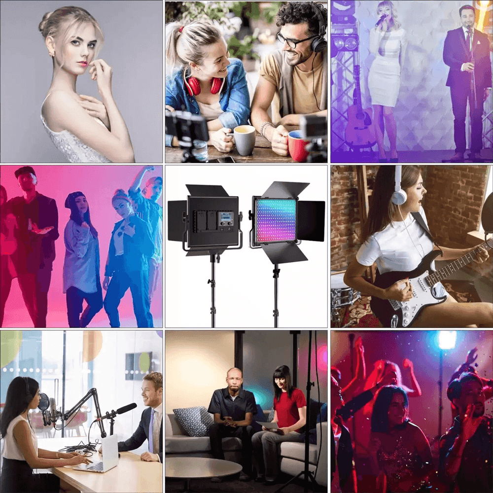 Kit Iluminação 2x Painéis LED LL550RP RGB - eMania Foto e Video