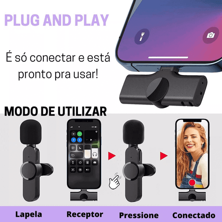 Duplo Microfone K11 Wireless para SmartPhone iPhone IOS - WorldView