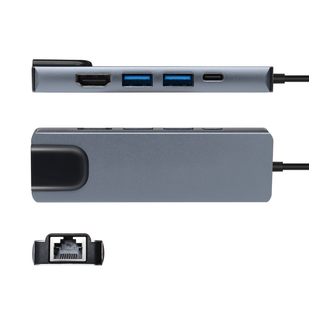 Hub USB-C 5 em 1 RJ45 HDMI USB 3.0 USB-C - WorldView