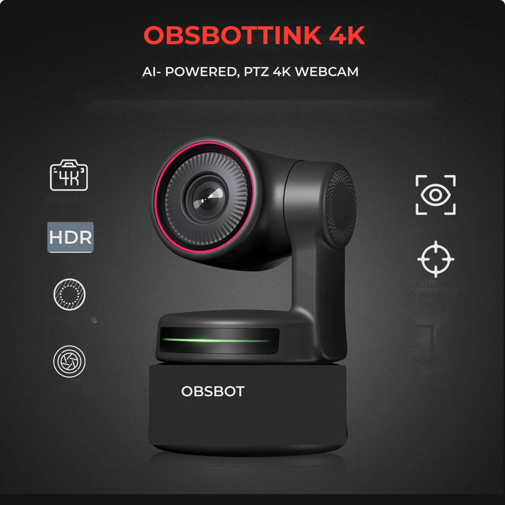 OBSBOT Tiny 4K AI-Powered PTZ 4K Webcam - eMania Foto e Video