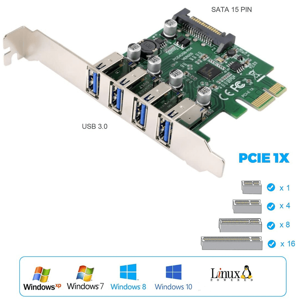 Placa PCI Express 4x Usb 3.0 - eMania Foto e Video