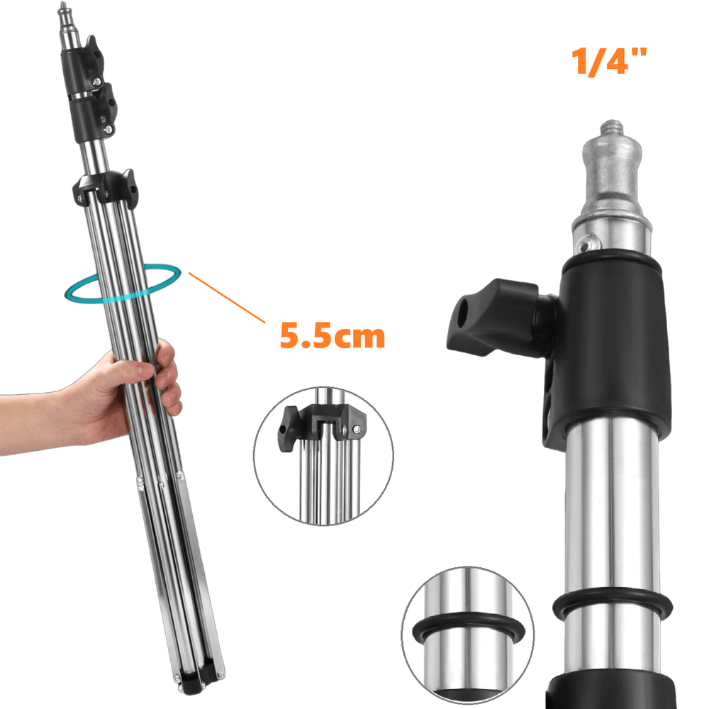 Tripé Light Stand SL200 Aço Inox Cromado - eMania Foto e Video