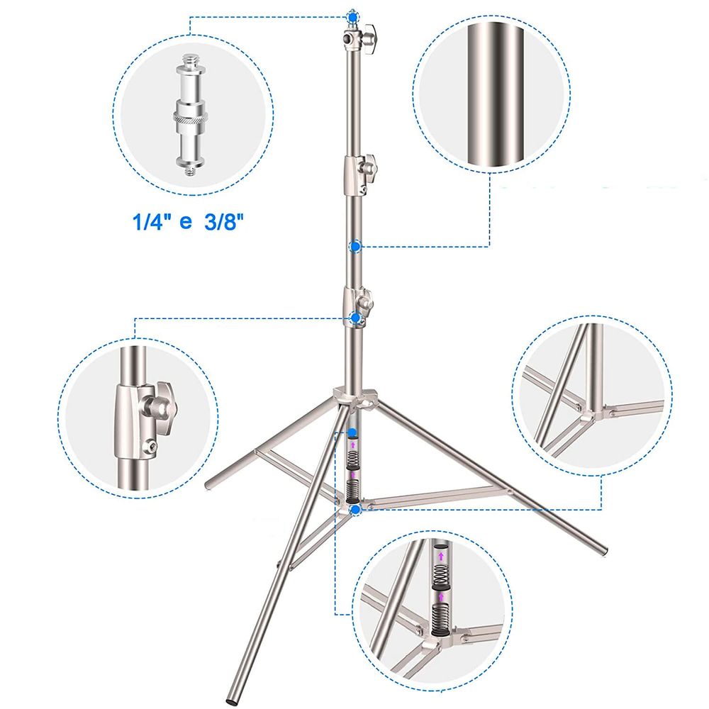 Tripé de Iluminação SL280 Aço Inox - eMania Foto e Video