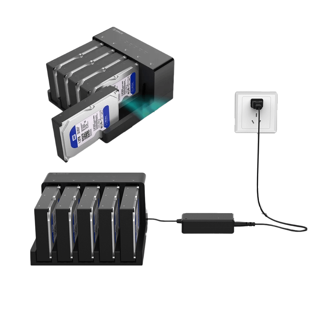 Dock Station 5x HDD/SSD 2.5" e 3.5" Duplicador - eMania Foto e Video