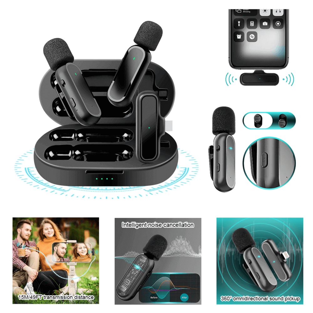 Microfone Duplo H'Maston MK08 Sem Fio USB-C - WorldView