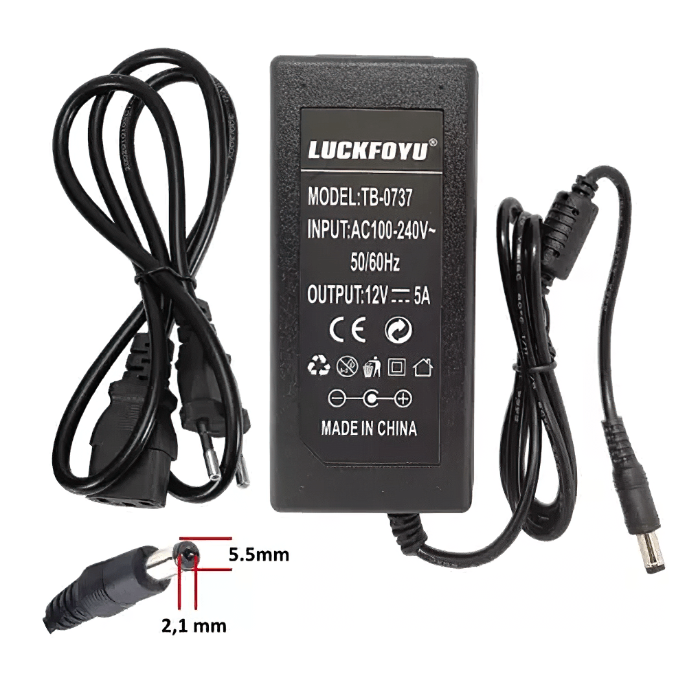 Fonte AC 12v/5a para Iluminadores LED - eMania Foto e Video