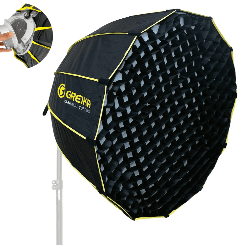 Softbox Parabólico Greika 90cm Flat Pack Bowens - eMania Foto e Video