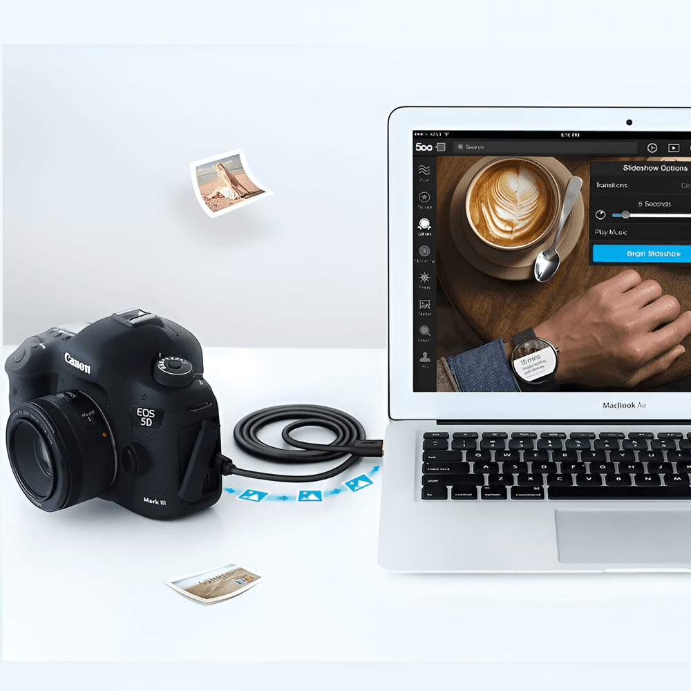 Cabo USB e Mini USB 5 PIN para Canon - eMania Foto e Video