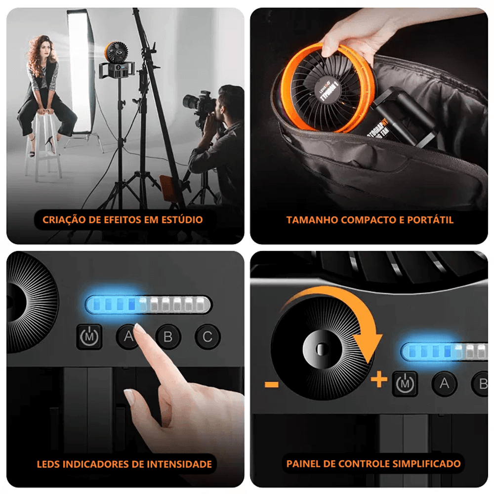 Ventilador para Estúdio LensGo Typhoon 1 - eMania Foto e Video