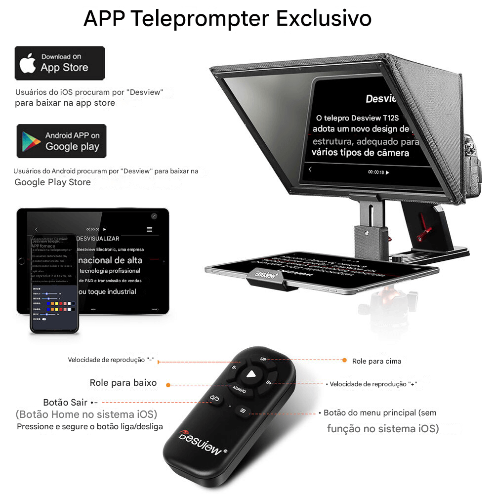 Teleprompter Portátil Desview T12S 12.9" - eMania Foto e Video