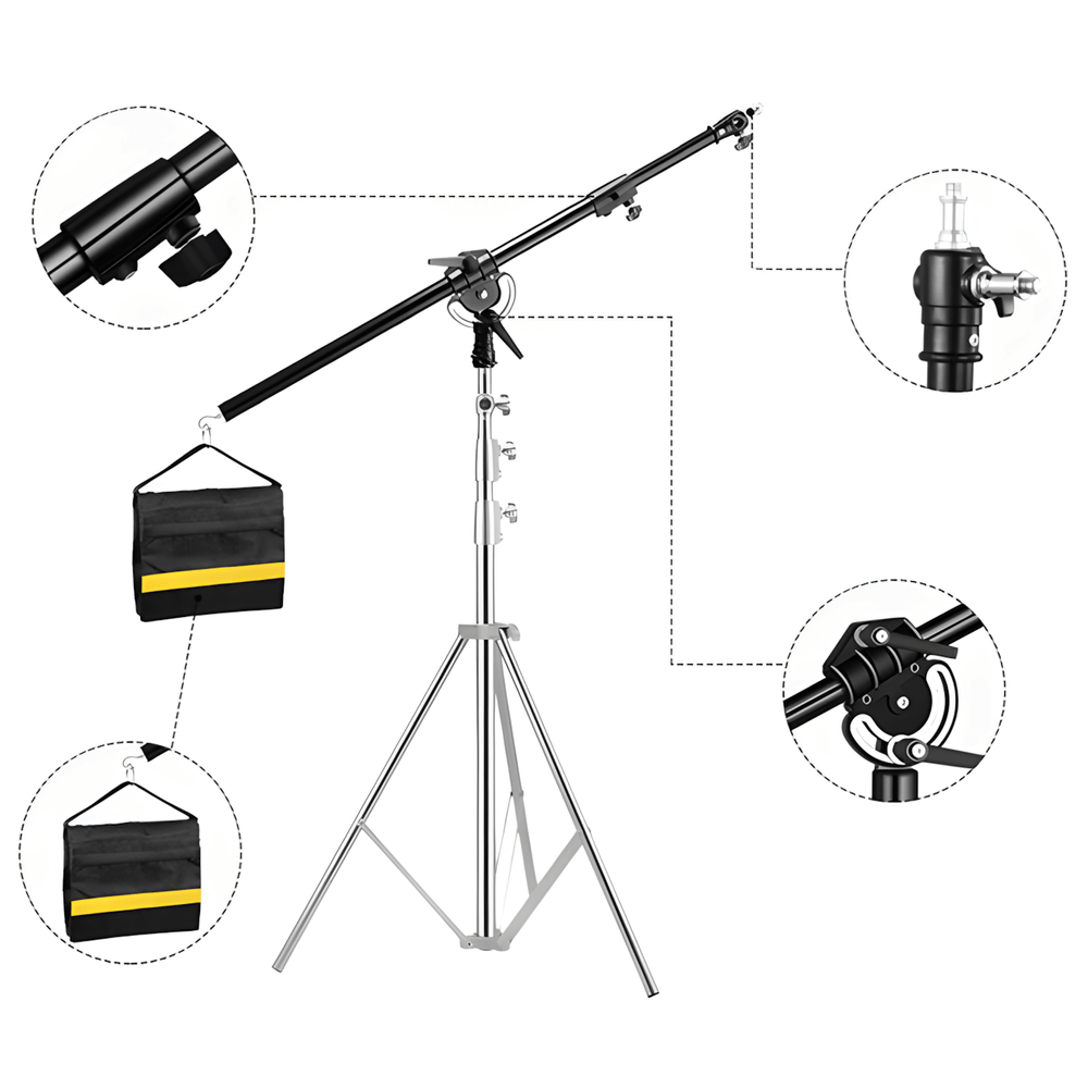Kit Girafa de Iluminação Tripé Light Stand - eMania Foto e Video